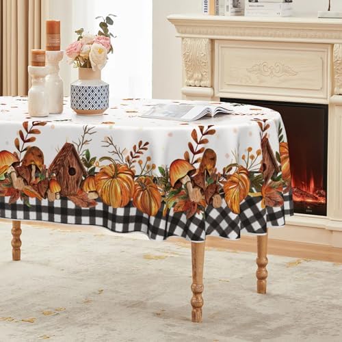 Amazon.com: Thanksgiving Printed Waterproof Tablecloth Autumn Harvest ...