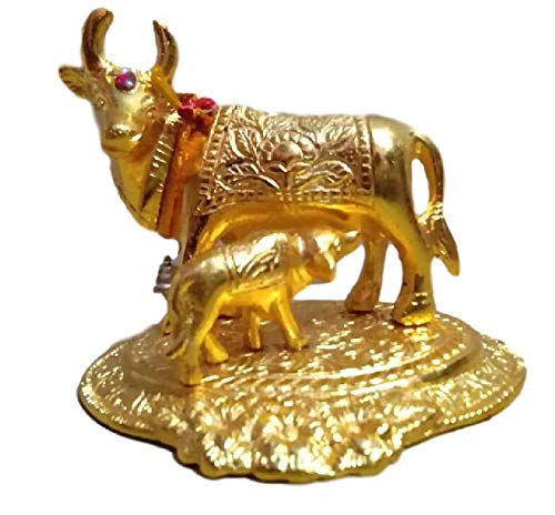 Buy Har Har Mahadev Cow Decorative Idol for Pooja (Golden) Online at ...