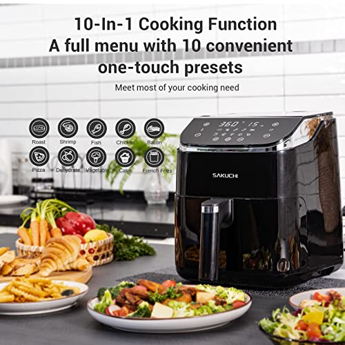 Sakuchi Air Fryer 5.8Qt Large Air Fryers, 10-in-1 Digital Air Fryer Hot ...