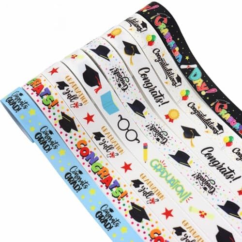 Amazon.com: 8 Rolls 40 Yards Graduation Ribbons Congrats Hat Star ...