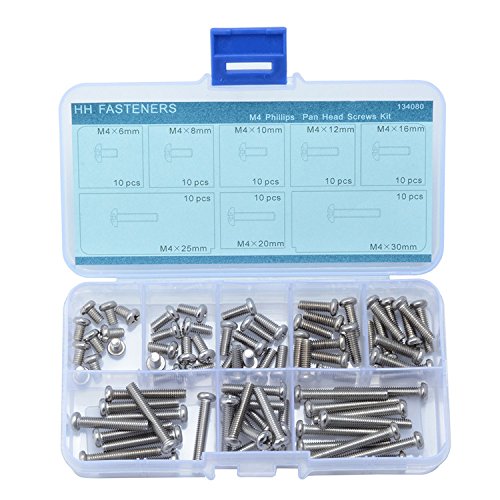 M4 Stainless Steel Phillips Pan Head Machine Screws Qty 80-Piece ...