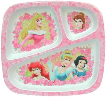 Amazon.com | Disney Princess 3-Section Divided Tray: Divided Serving ...