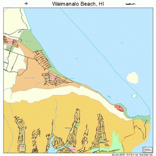 Large Street & Road Map of Waimanalo Beach, Hawaii HI - Printed poster ...