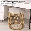 Velvet Upholstered Round Dressing Table Stool with Metal Frame and ...