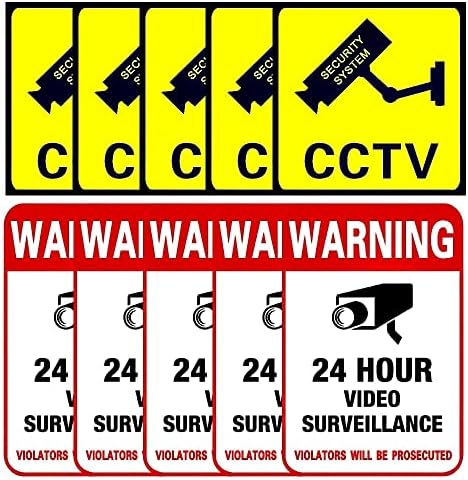 10 Pcs 150mm x 100mm Self Adhesive Vinyl Security Notice CCTV Warning ...