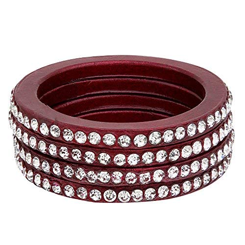 Buy Bangle Set | Maroon Color | Non-Precious Stone Work | Made of Lac ...