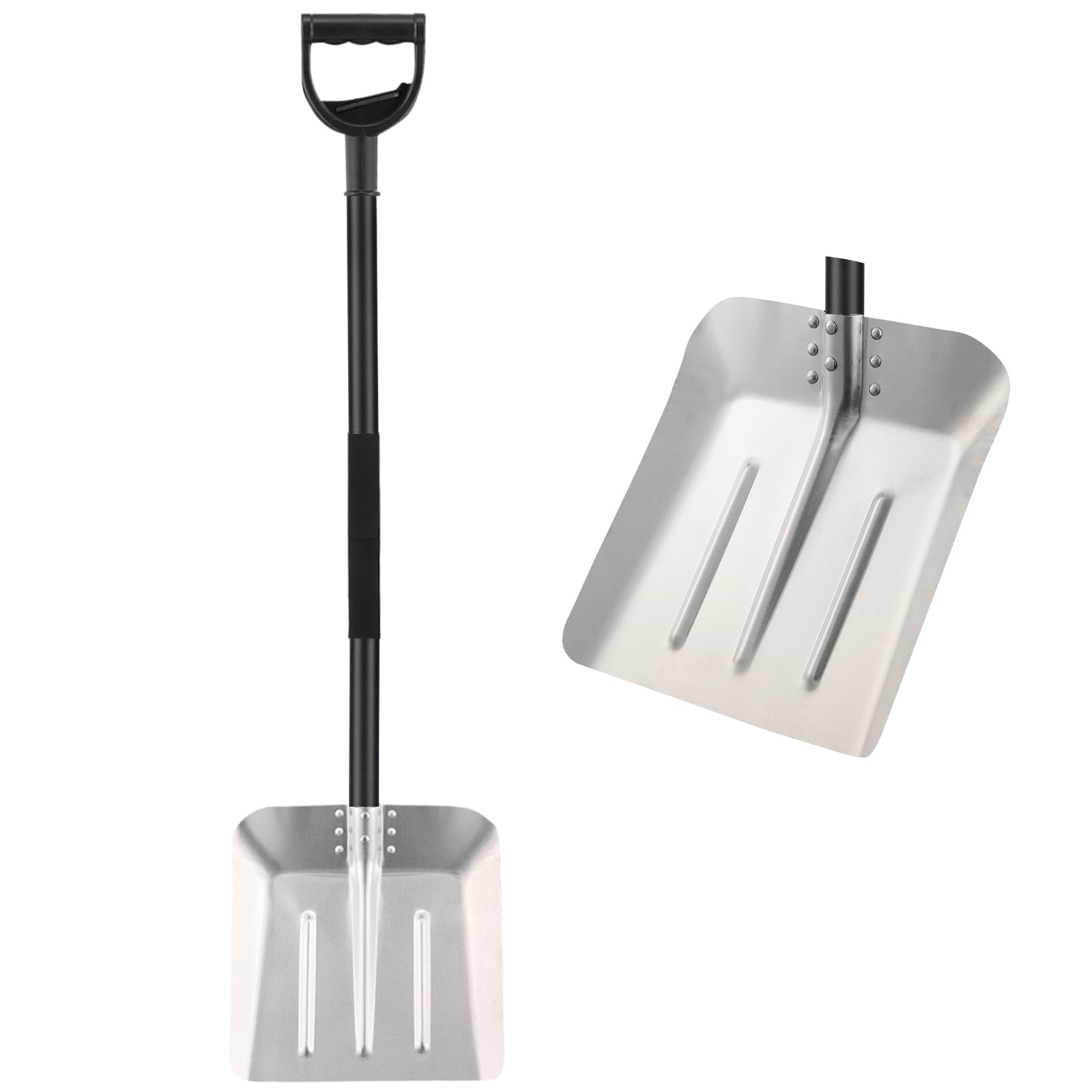 Amazon.com : Snow Shovel for Driveway, Aluminum Folfintg Wide Metal ...