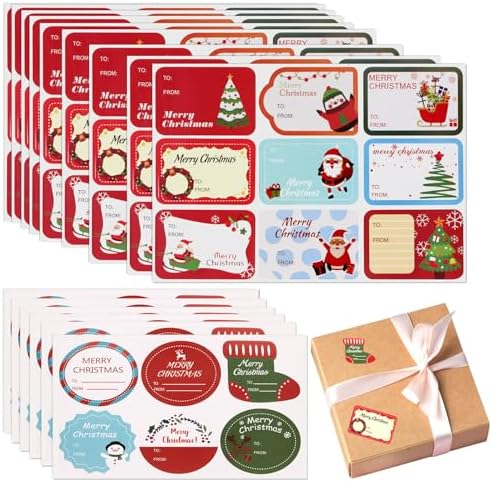 Amazon.com : KSIWRE 150 PCS Christmas Wrap Tags,Self Adhesive Christmas ...