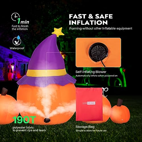 Snapklik.com : 6ft Long Halloween Inflatable LED Lighted Pumpkin Family ...