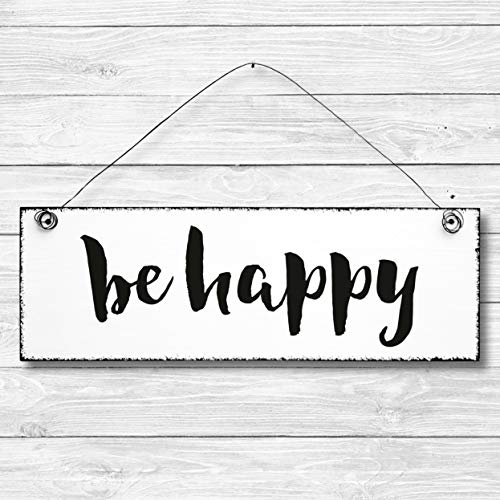 Be Happy - Dekoschild Türschild Wandschild aus Holz 10x30cm - Holzdeko ...