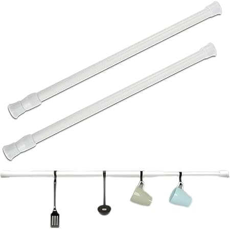2Pcs Extendable Curtain Poles,Extendable Net Curtain Rods,No Drilling ...