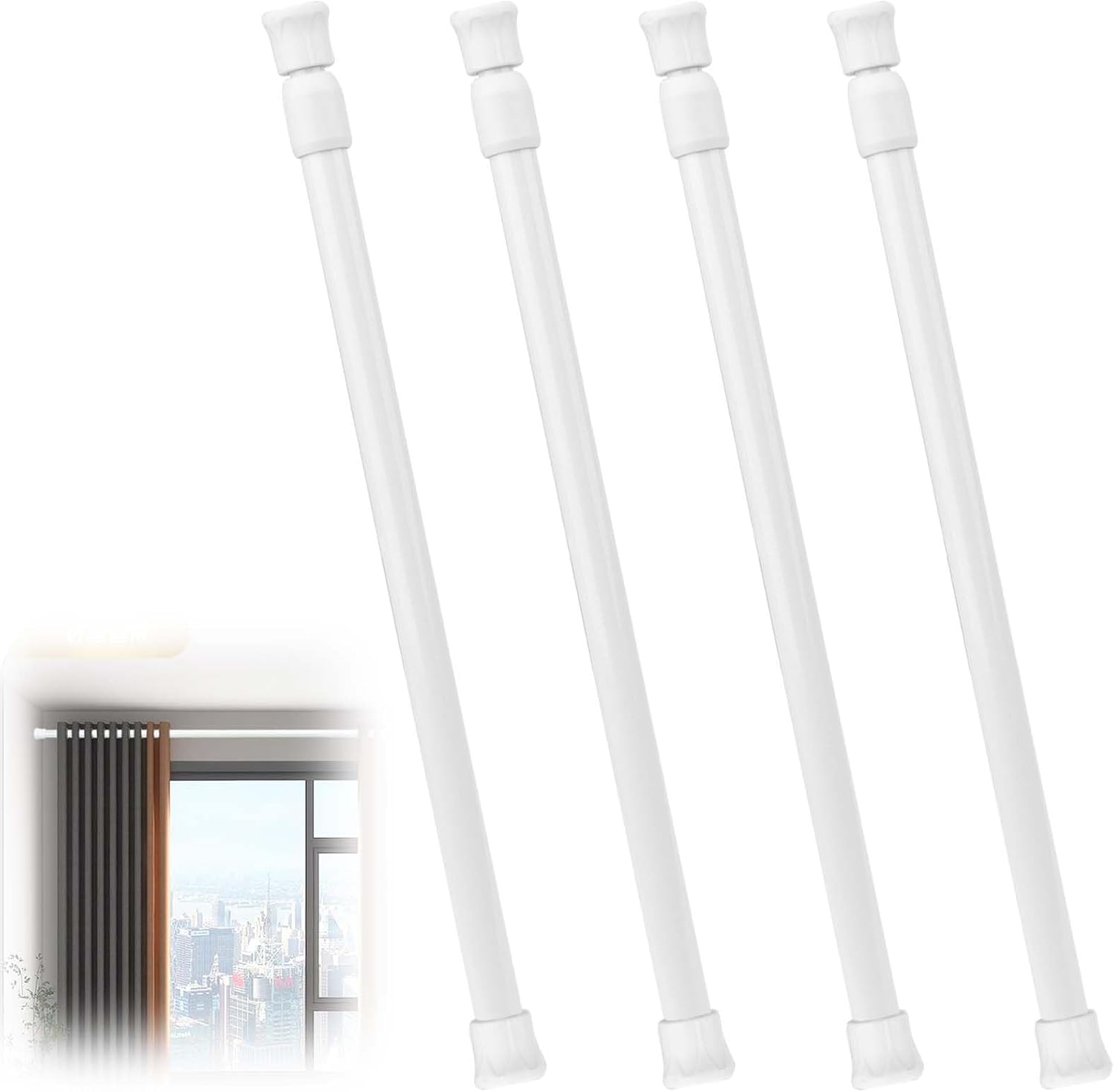 Amazon.com: 4-Pack Spring Tension Curtain Rods, Short Tension Rod ...