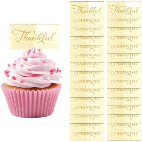 Amazon.com: URROMA Thank You Acrylic Cupcake Toppers, 30Pcs Rectangle ...