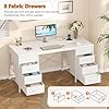 Amazon.com: YOMILUVE 50 Inch White Computer Desk with 8 Drawers, Home ...