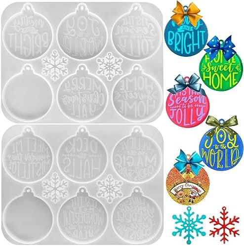 Amazon.com: 2 Pack Christmas Resin Molds Silicone, FineGood Round Epoxy ...