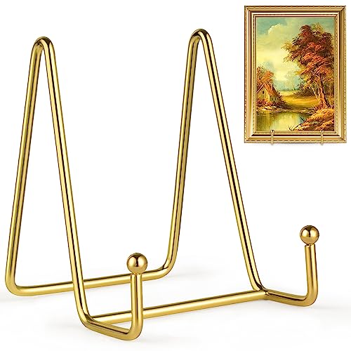 Snapklik.com : 2 Pack 4 Inch Gold Plate Stands For Display, Metal ...