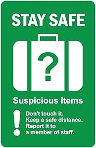 Stay safe from suspicious items don't touch safety sign - 1mm flexible ...