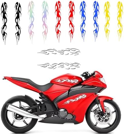 Amazon.com - 6 Pairs Motorcycle Reflective Flame Stickers Flame Vinyl ...