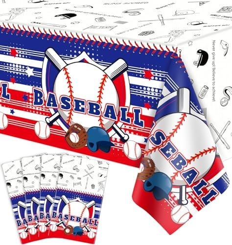 Amazon.com: Lecferrarc 2 Pcs Baseball Tablecloth Baseball Plastic Table ...