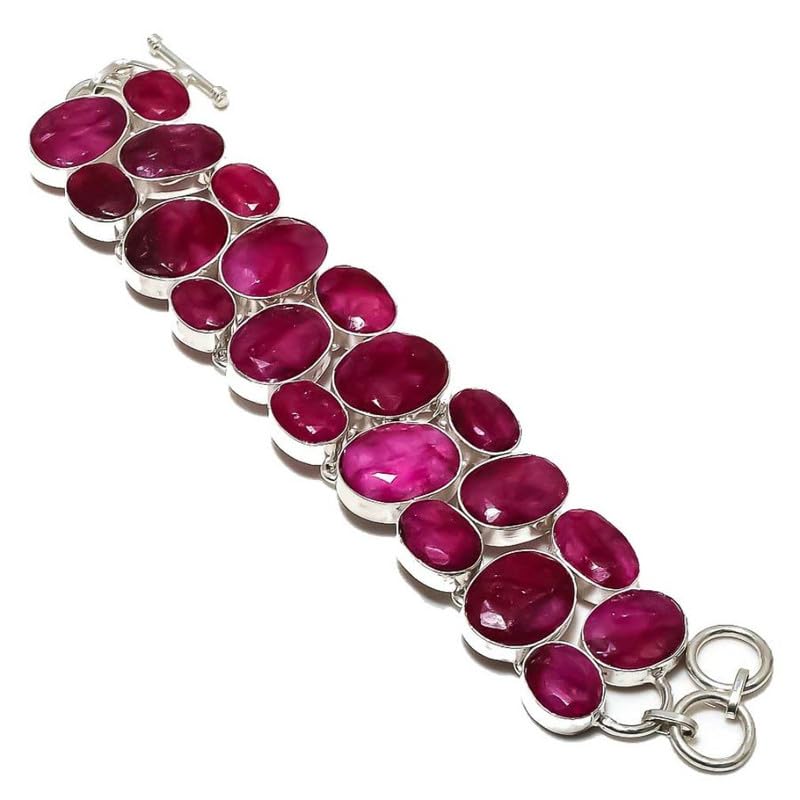 Amazon.com: Red Kashmir Ruby(Simulated) Handmade 925 Sterling Silver ...