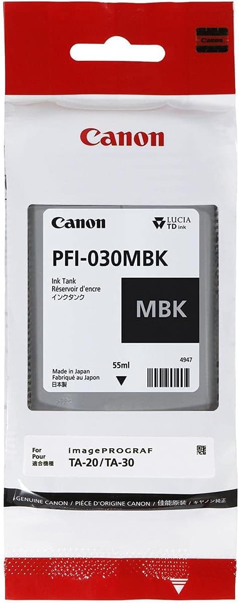Amazon.com: Matte Black Ink 55ml (PFI-030MBK) for Canon imagePROGRAF TA-20 and TA-30 : Office ...