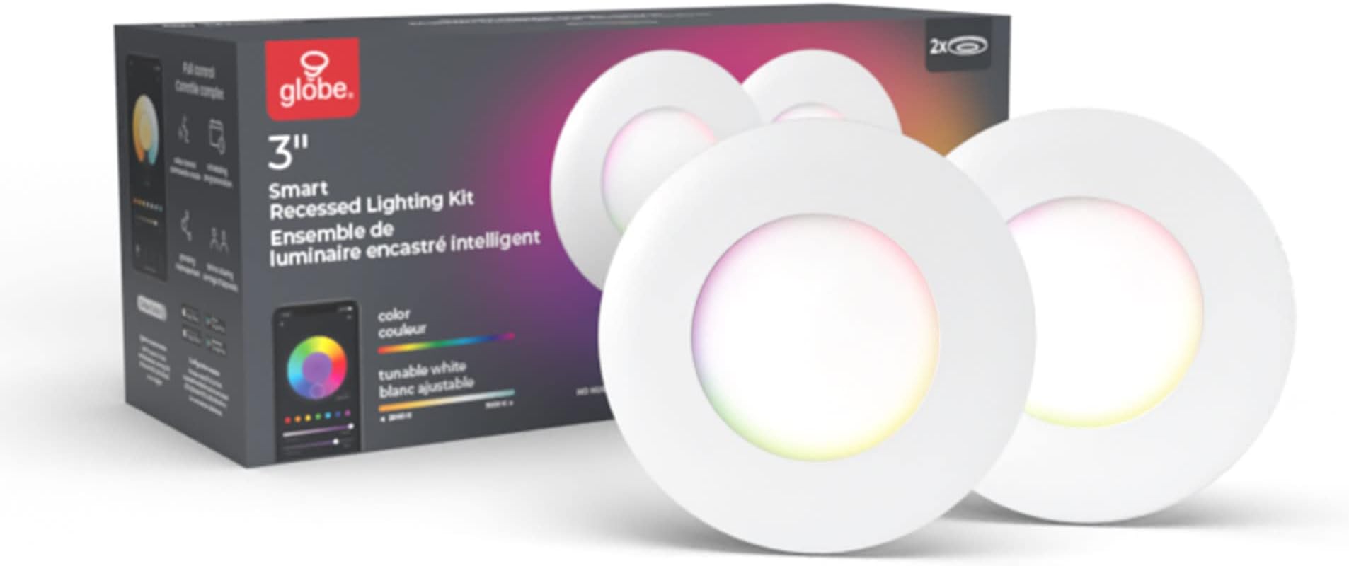 Globe Electric 50466 Wi-Fi Smart 3" Ultra Slim LED Recessed Lighting ...