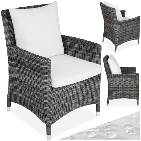tectake® Gartenstuhl, Rattan Gartenmöbel Set mit Sitz- und Rückenkissen ...