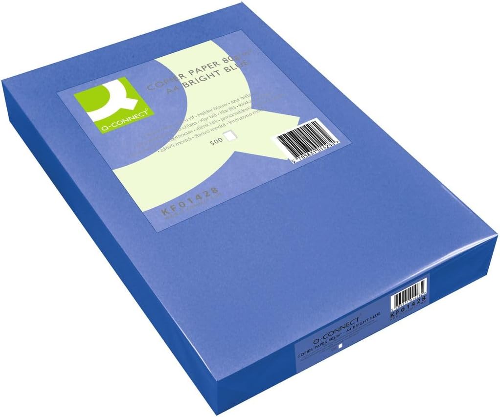 Amazon.com: Q-Connect Bright Blue Coloured A4 Copier Paper 80gsm Ream ...