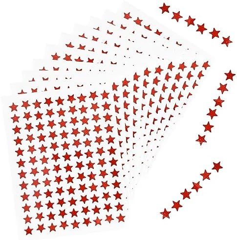 Amazon.com: 1080 Pack 10 Sheets Tiny Red Star Stickers, 0.3" Diameter ...