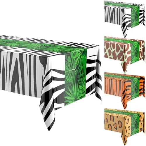 Amazon.com: Oudain 4 Pcs Animal Safari Tablecloth Safari Theme Table ...