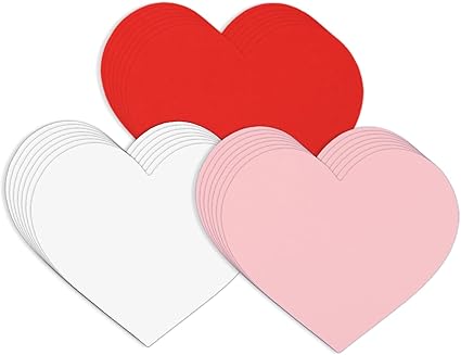 XIHIRCD 72pcs 6x5.2 Inch Heart Paper Cutouts, 3 Colors: Red, Pink ...