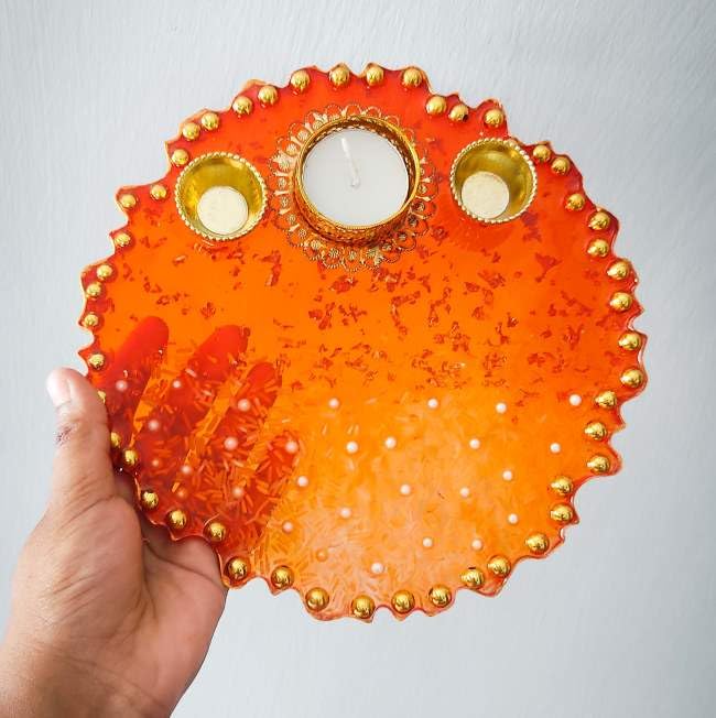 Buy Penman Pooja Tilak thali 8 inch Pooja Plate Resin Decorated thali ...
