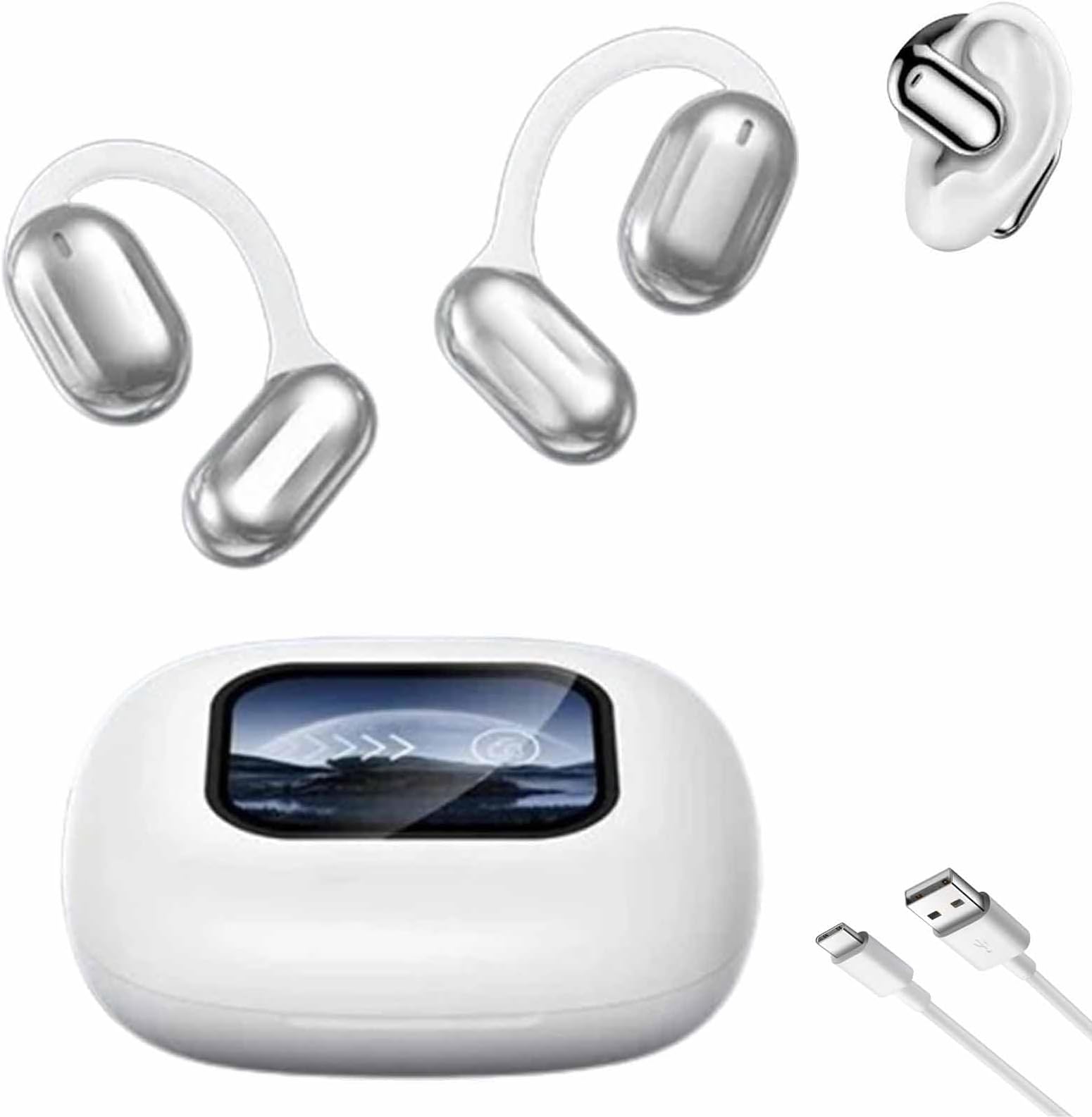 Amazon.com: coeaoo Intelligent Touch Screen Open Ear Bluetooth 5.4 ...