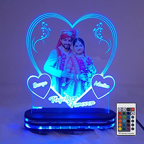 lampees Acrylic Personalized Heart Shape Photo Lamp for Couples Photo ...