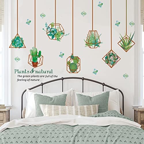 wondever Boho Cactus Wall Stickers Tropical Green Plants Peel and Stick ...