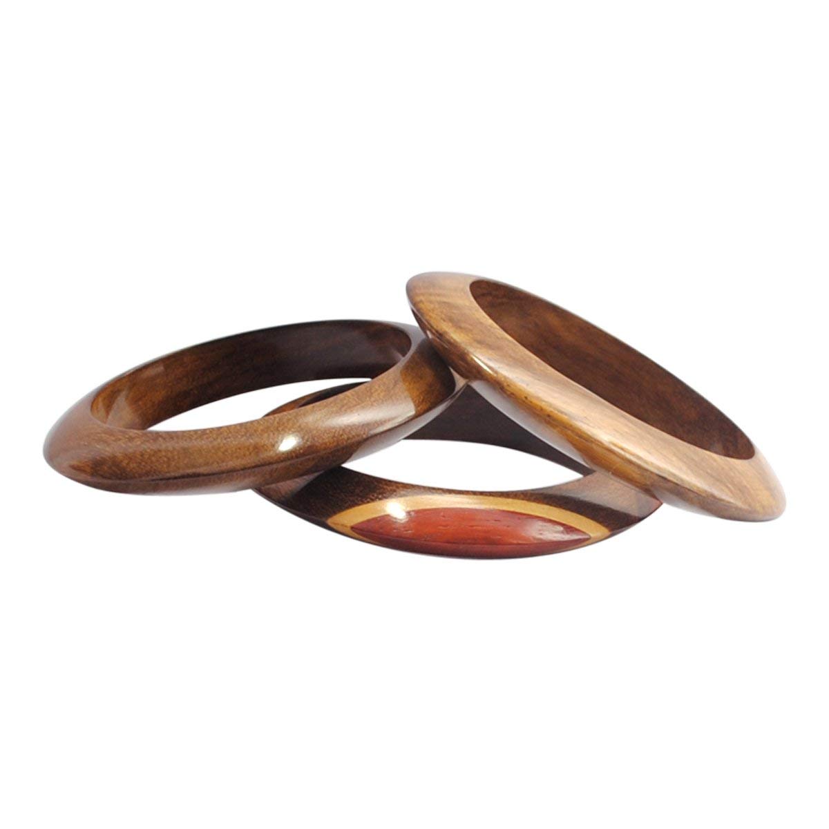 Buy Bring Charm to Your Outfit with these Wedge-shaped Wooden Bangle Bracelets made with Saffron ...