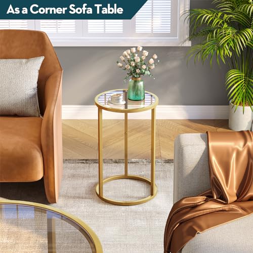 Snapklik.com : SAYGOER Round Side Table Small Gold End Table For Small ...