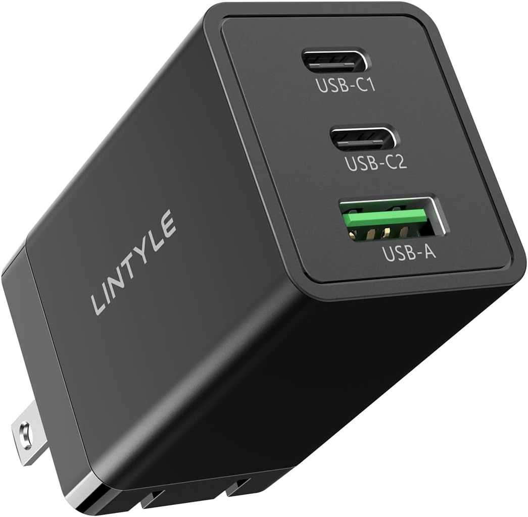 LINTYLE 65W GaN USB C Charger 3-Port Fast Charger Block Mini USB C USB ...