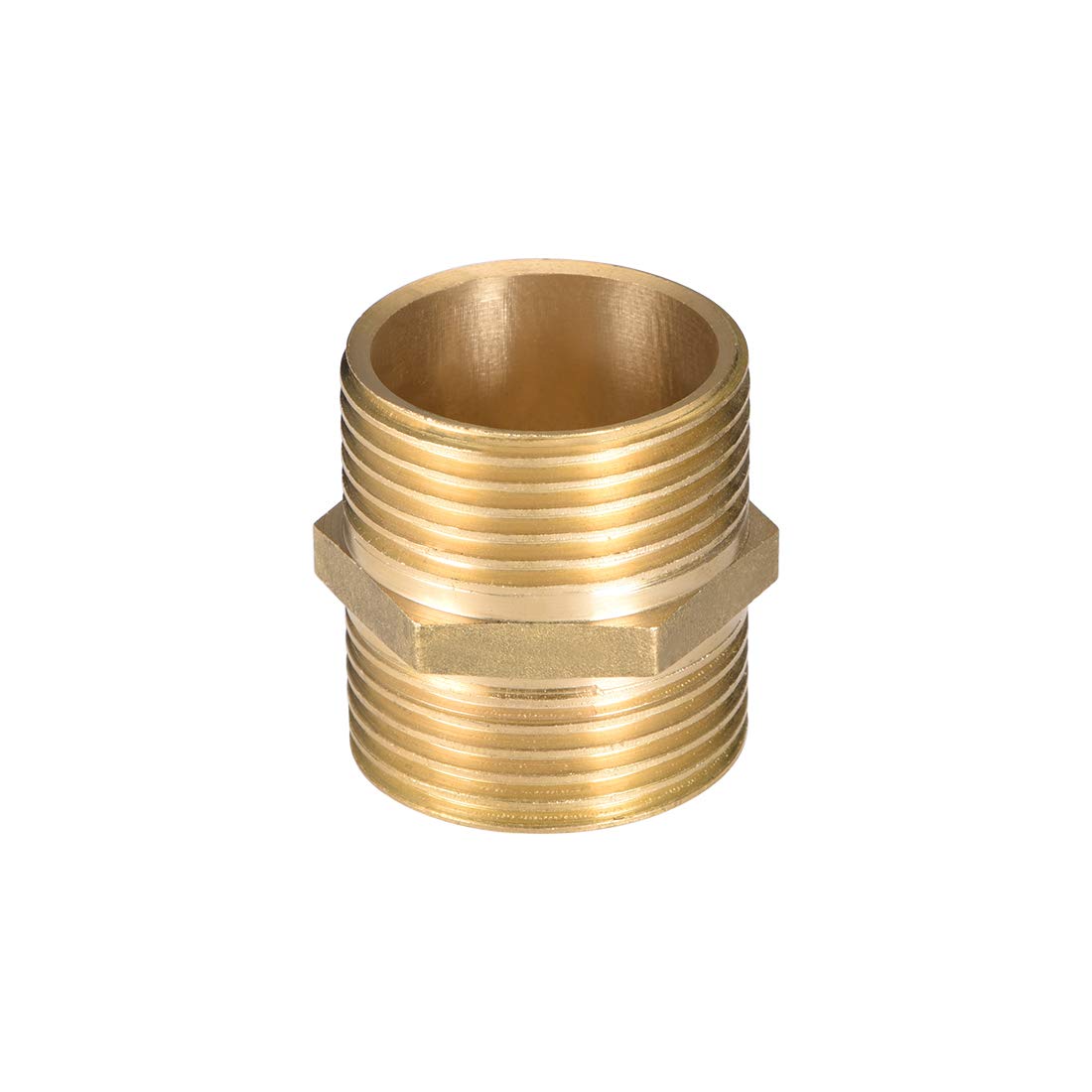 sourcing map Brass Male to Male Straight Pipe Hex Fitting G 1 x G 1 ...