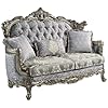 Amazon.com: Pemberly Row Tufted Fabric & Wood Loveseat with 3 Pillows ...