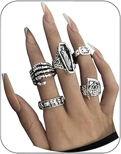 INENIMARTJ Punk Goth Knuckle Rings Set for Women Men Vintage Silver ...