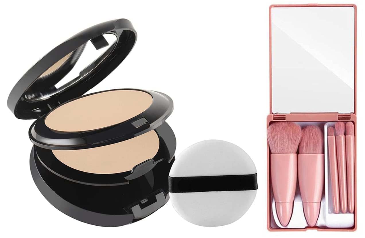 Face Compact Powder for Girls, 2-1 Oil Control Foundation, Face Makeup ...