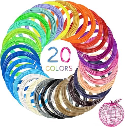20 Colors 1.75mm 3D Pen PLA Filament Refills, Each Color 5M, Total 100M ...