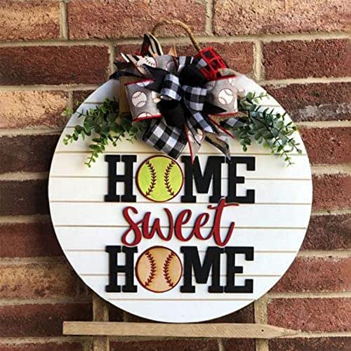 Amazon.com: Front Door Decor Welcome Sign Baseball Summer Wreath ...