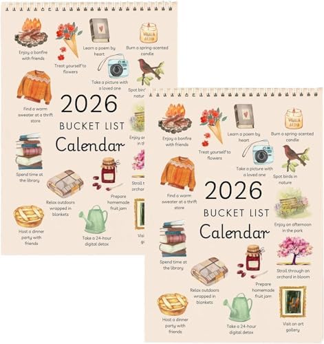 Amazon.com: Bucket List Calendar 2026 – 12-Month Wall Calendar with ...