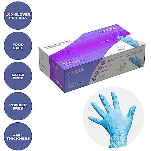 Snapklik.com : SUNLINE Blue Nitrile Powder Free Medical Examination Gloves