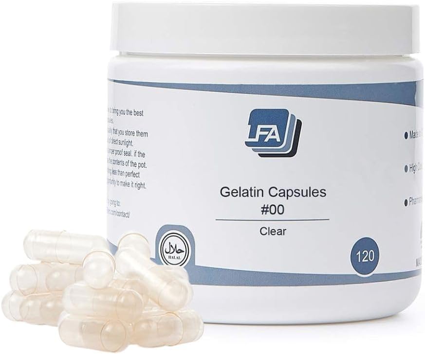 Amazon.com: Size 00 Empty Capsules - Clear Gelatin - 120 Count Jar ...
