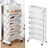 Storage Trolley, Slide Out Rolling Utility Cart Storage Shelf Rack on ...