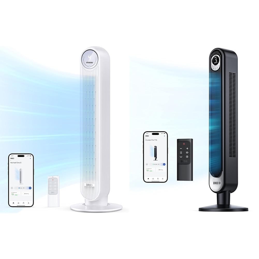 Dreo Tower Fans Bundle with Bladeless Oscillating Fan, Smart WiFi Voice ...