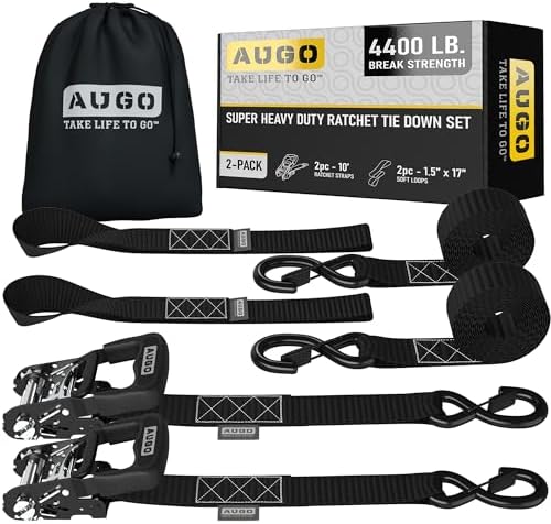 Amazon.com: AUGO Heavy Duty Ratchet Straps & Soft Loops – Pack of 4 ...